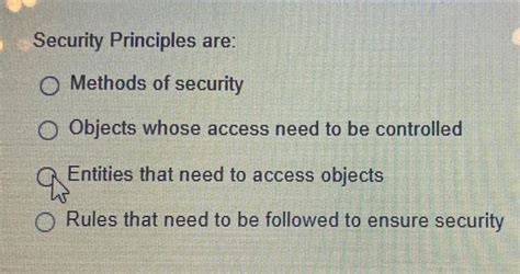 Solved Security Principles Are Methods Of Security Objects