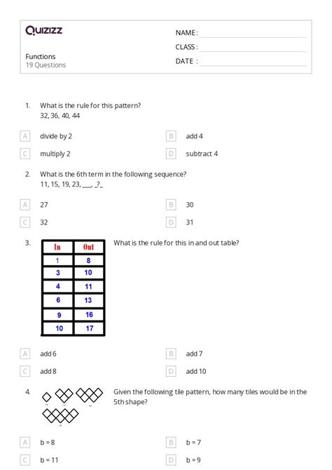 50 Functions Worksheets For 6th Grade On Quizizz Free Printable
