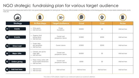 Ngo Strategic Fundraising Plan For Various Target Audience Ppt Template