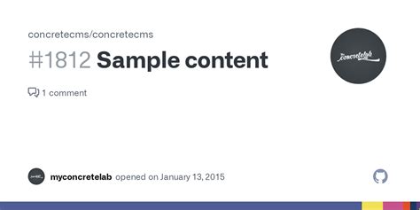 sample content · issue 1812 · concretecms concretecms · github