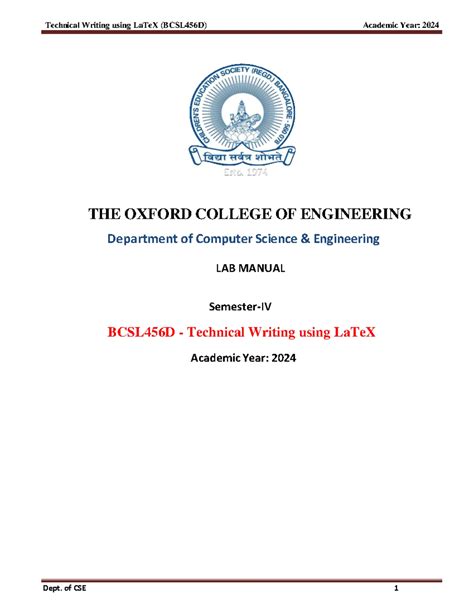 latex manual technical writing using latex lab manual semester 4 a
