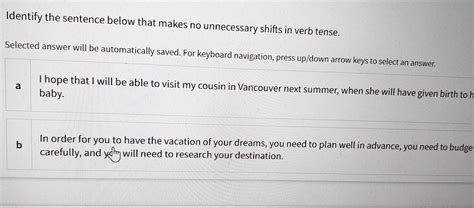 Solved Identify The Sentence Below That Makes No Unnecessary Shifts In
