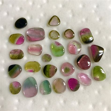 Tourmaline Bio Color Watermelon Mix Smooth Polished Slices Natural