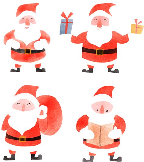 손으로 그린 수채화 산타 일러스트 산타 클립 아트 산타 클로스 빨간 Png 일러스트 및 Psd 이미지 무료 다운로드 Pngtree