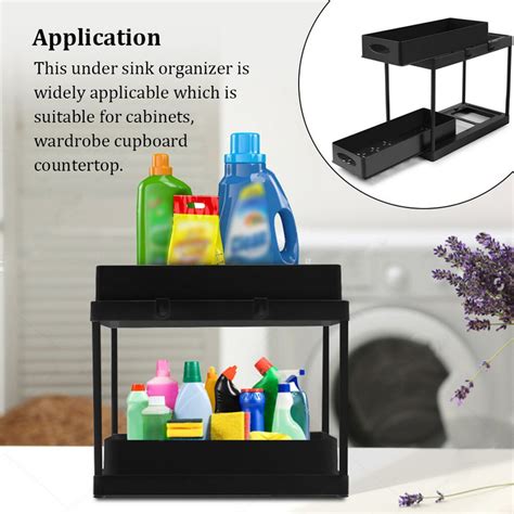 Badu Bg Плъзгащо се чекмедже за съхранение под мивка Многофункционален органайзер за буркан за