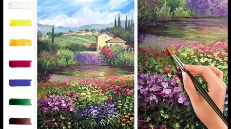 Дикий сад у озера ‏ ‎Как ‎нарисовать пейзаж🎨АКРИЛ Мастер класс ДЕМО Youtube