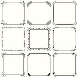 Collection Of Simple Square Frame With Elements Vector Image
