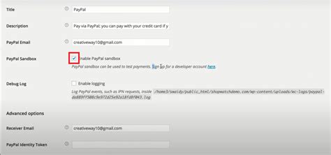 how to setup paypal sandbox on woocommerce to test transactions