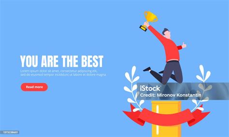 수상 리본과 꽃 화환 안에 트로피 컵최고의 노동자 직원 우승자 1위에 대한 스톡 벡터 아트 및 기타 이미지 1위 Championship 감사 Istock