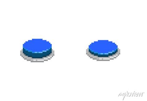 Pixel Art Button Frame Animate Isolated On White Vector Canvas Prints For The Wall • Canvas