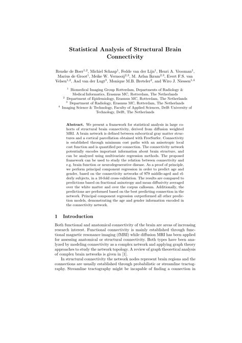 Pdf Statistical Analysis Of Structural Brain Connectivity