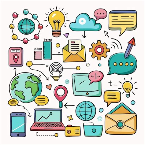 Elegant Communication And Networking Icons Vector Premium Ai