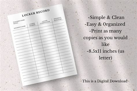 Printable Locker Record Locker Record Sheet Locker Record Locker Record Template Etsy Printable Locker Record Locker Record Sheet Locker Record Locker Record Template Etsy