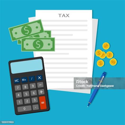 세금 납부 양식 현금과 펜 계산기 벡터 그림입니다 금융 컨셉 개념에 대한 스톡 벡터 아트 및 기타 이미지 개념 거래 내역서 계산기 Istock