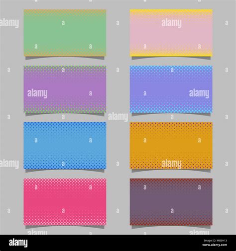 Digital Halftone Circle Pattern Business Card Background Template Design Set Stock Vector Image