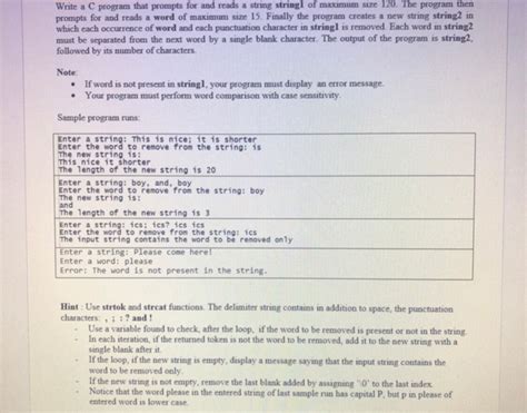 Solved Write A C Program That Prompts For And Reads A String