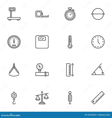 Scale Measurement Line Icons Set Stock Vector Illustration Of Justice Icon 193272873