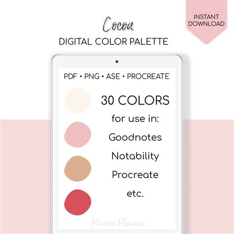 Cocoa Digital Color Palette Color Chart Goodnotes Tool Etsy