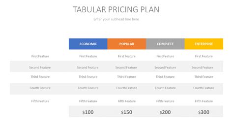 Download From 50 Pricing Table Slide Designs