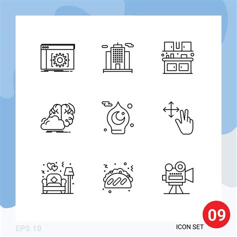 Set Of 9 Modern Ui Icons Symbols Signs For Islamic Innovation Cook Idea Brainstorming Editable