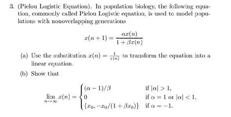 Solved Pielou Logistic Equation In Population Biology