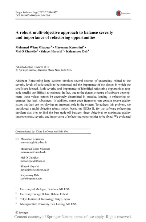 A Robust Multi Objective Approach To Balance Severity And Importance Of