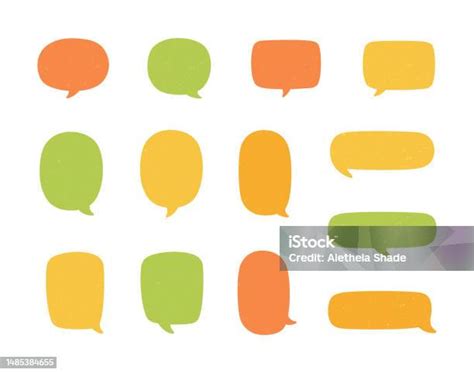빈티지 말풍선 세트 그런 지 질감 텍스트 상자 프레임 복고풍 채팅 상자 메시지 상자 대화 템플릿 벡터 일러스트레이션 디자인 0명에 대한 스톡 벡터 아트 및 기타 이미지