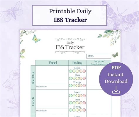 IBS Tracker Printable PDF Symptom Tracker Gut Health IBS Journal Healthy Gut Etsy