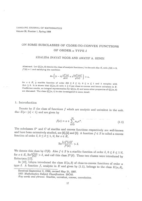 Pdf On Some Subclasses Of Close To Convex Functions Of Order Alpha