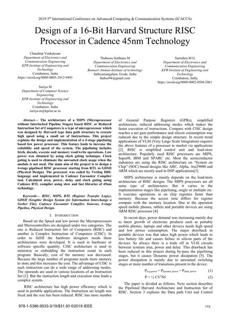 Pdf Design Of A 16 Bit Harvard Structure Risc Processor In Cadence