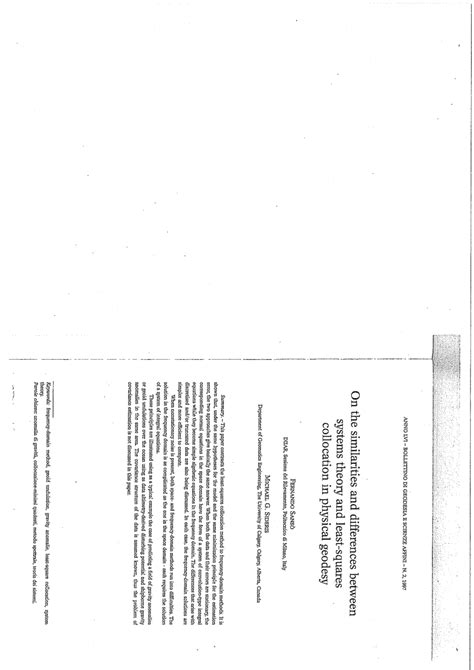 Pdf On The Similarities And Differences Between Systems Theory And Least Squares Collocation