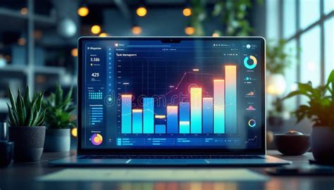 Data Analytics Dashboard Displayed On Laptop Screen Stock Illustration