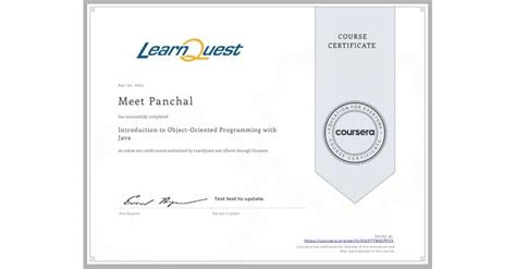 Completion Certificate For Introduction To Object Oriented Programming