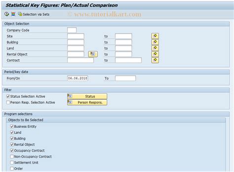 REISCOSKFACTPLN SAP Tcode Statistical Key Fig Plan Actual Comparison Transaction Code