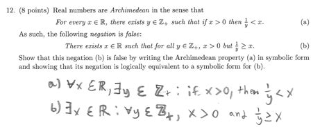 Solved 12 8 Points Real Numbers Are Archimedean In The