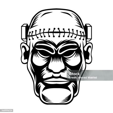 프랑켄슈타인 머리 벡터 드로잉 마스코트 로고 디자인 벡터 일러스트 레이 션 현대 스타일 디자인 프랑켄슈타인에 대한 스톡 벡터 아트 및 기타 이미지 Istock