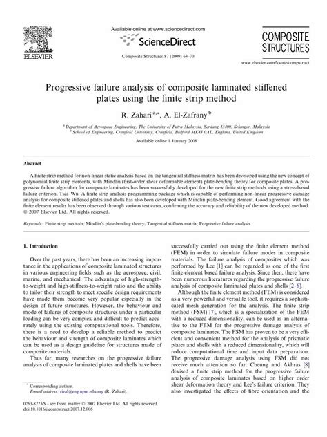 PDF Progressive Failure Analysis Of Composite Laminated Stiffened Plates Using The Finite