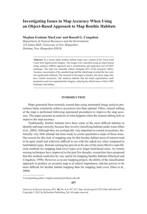 Pdf Investigating Issues In Map Accuracy When Using An Object Based