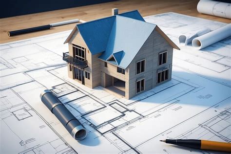 premium photo building houses on blueprints construction projects