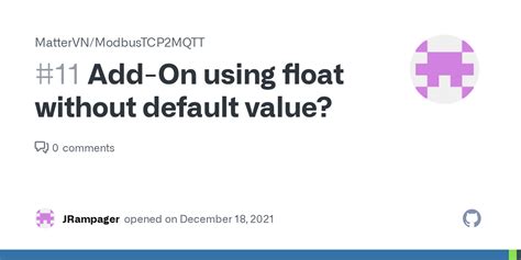 Add On Using Float Without Default Value Issue MatterVN ModbusTCP MQTT GitHub