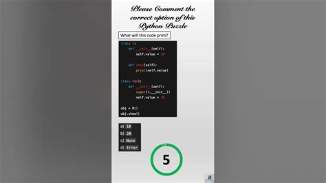 🔥 Oops In Python Can You Crack This 🤔 Pythonmcq Youtube