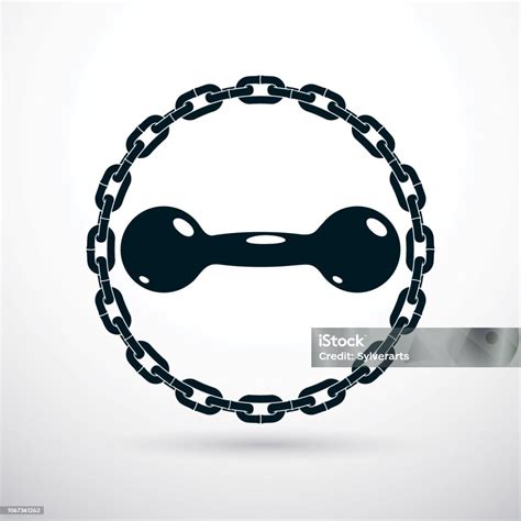 아령 벡터 일러스트 철 체인 피트 니스와 건강 한 라이프 스타일과 피트 니스 운동 용 스포츠 장비 포위 Championship에 대한 스톡 벡터 아트 및 기타 이미지