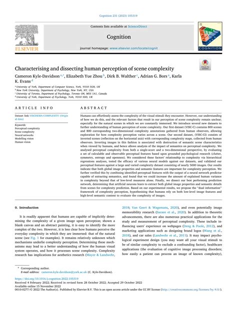 Pdf Characterising And Dissecting Human Perception Of Scene Complexity
