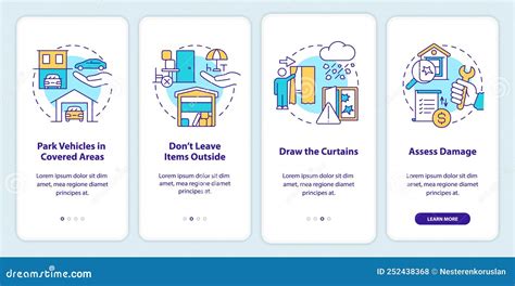 Hailstorm Safety Onboarding Mobile App Screen Stock Vector Illustration Of Guide Infographic