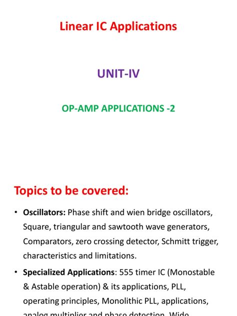 Unit 4 Pdf Electronic Oscillator Operational Amplifier