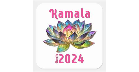 Kamala Harris 2024 Lotus For Potus Square Sticker Zazzle