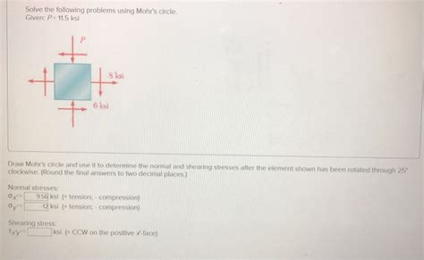 solved solve the following problems using mohr s circle