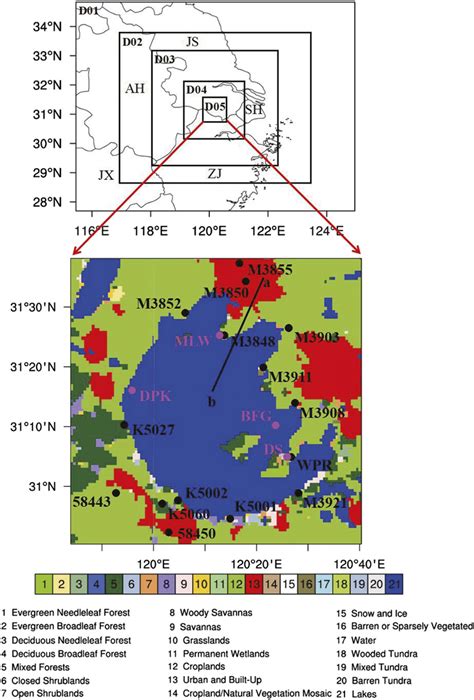 Top The Wrf Model Domain Five Nested Meshes With Horizontal