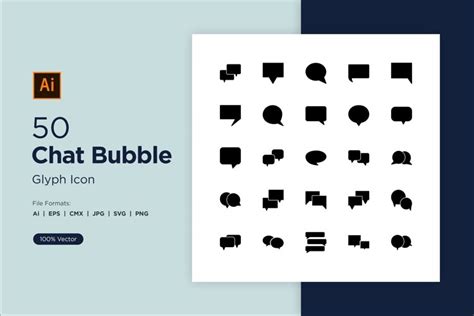 50 Speech Bubbles Glyph Icons Set