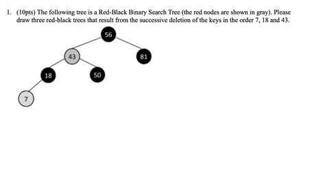 Solved 1 10pts The Following Tree Is A Red Black Binary